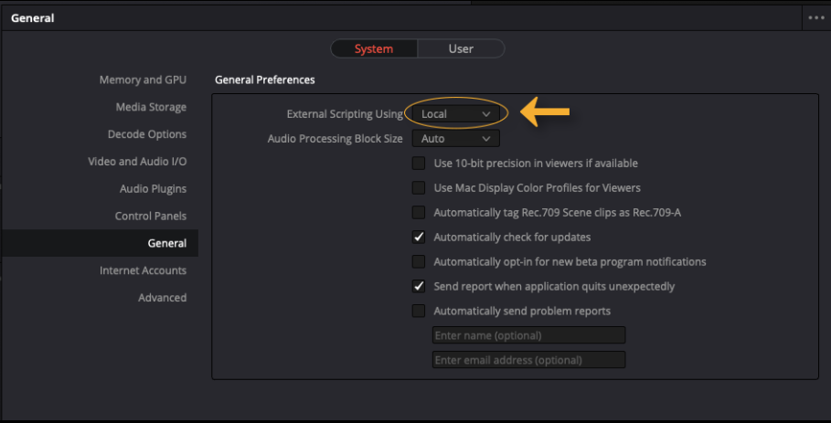Using ShareBrowser with DaVinci Resolve – Studio Network Solutions KB